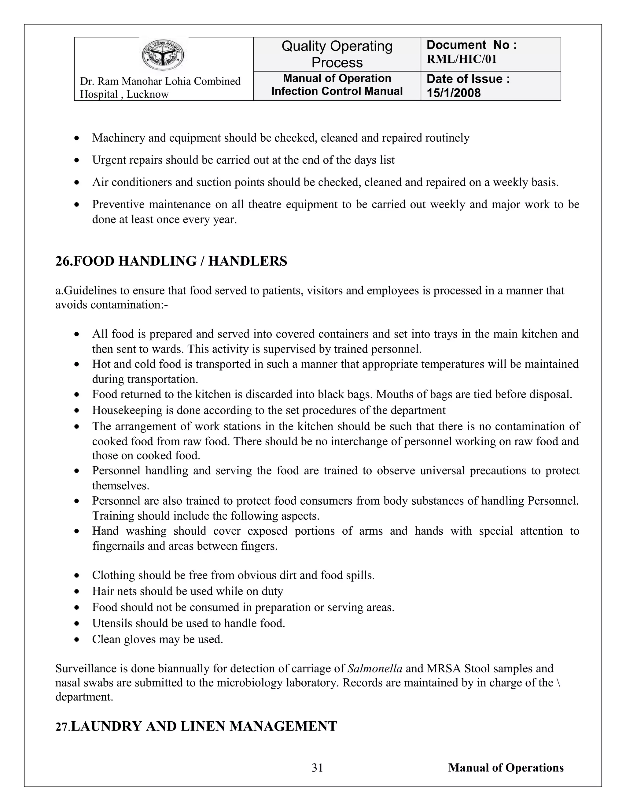 Infection control manual | DOC