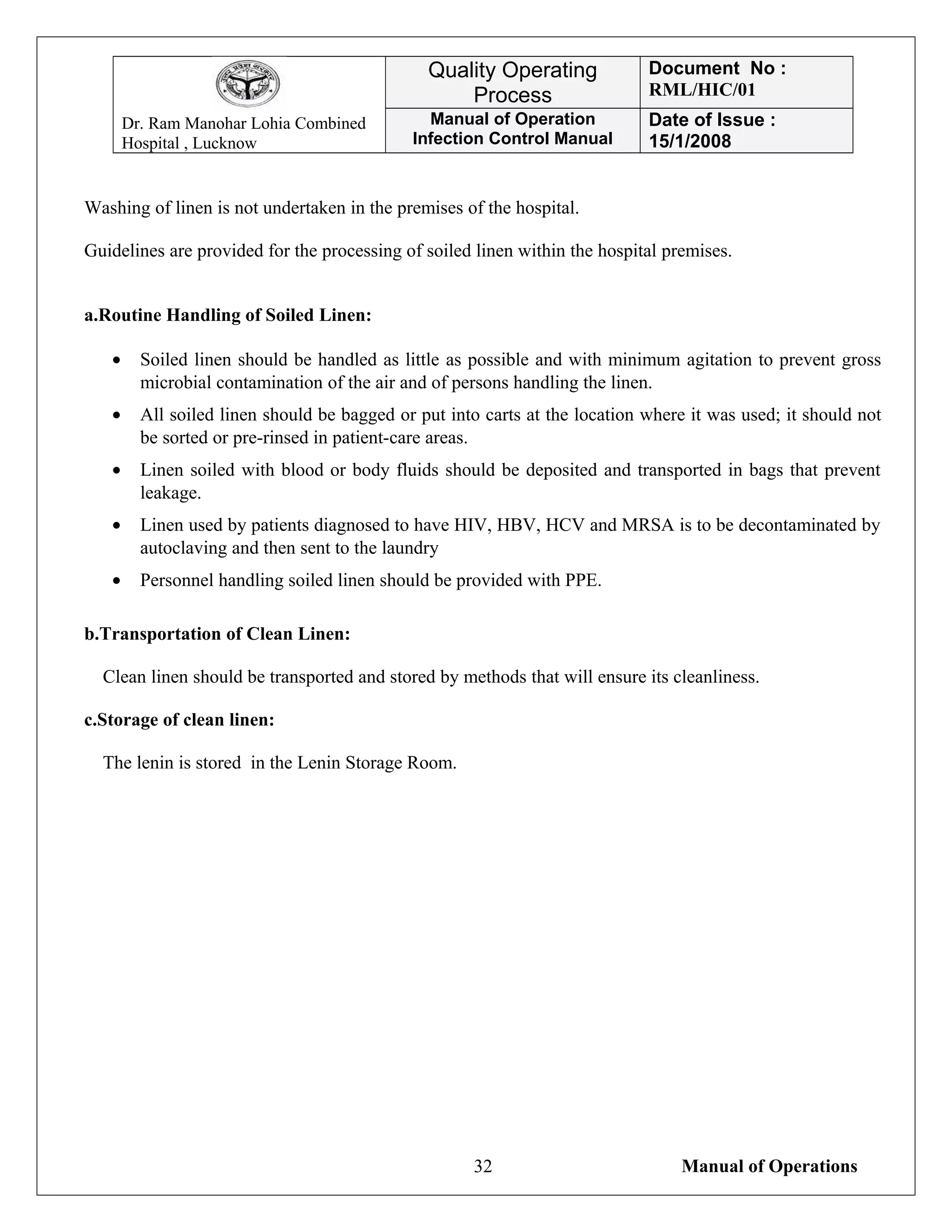 Infection control manual | DOC