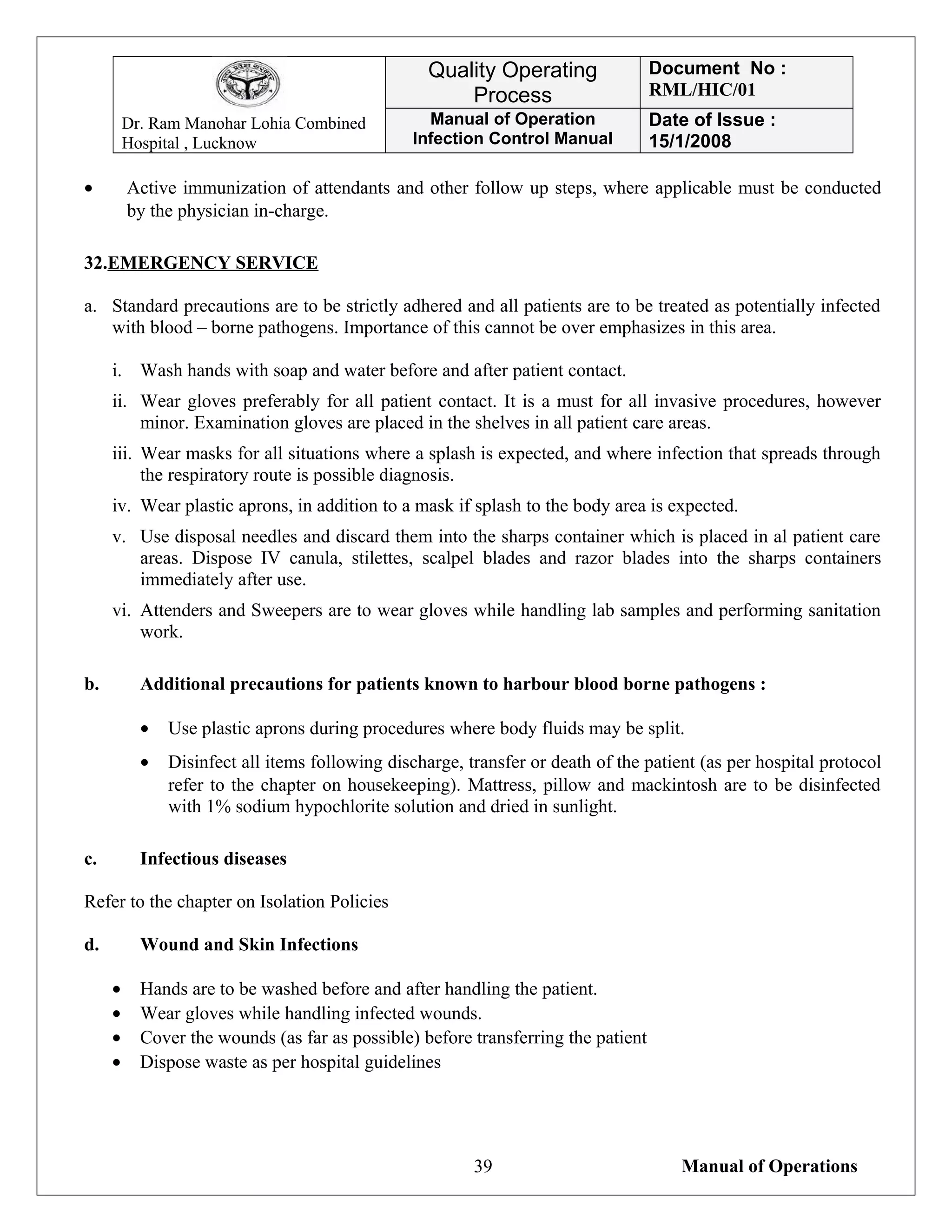 Infection control manual | DOC