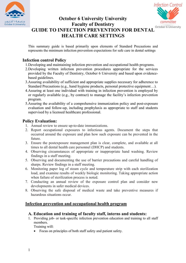 Infection control policy o6u | PDF