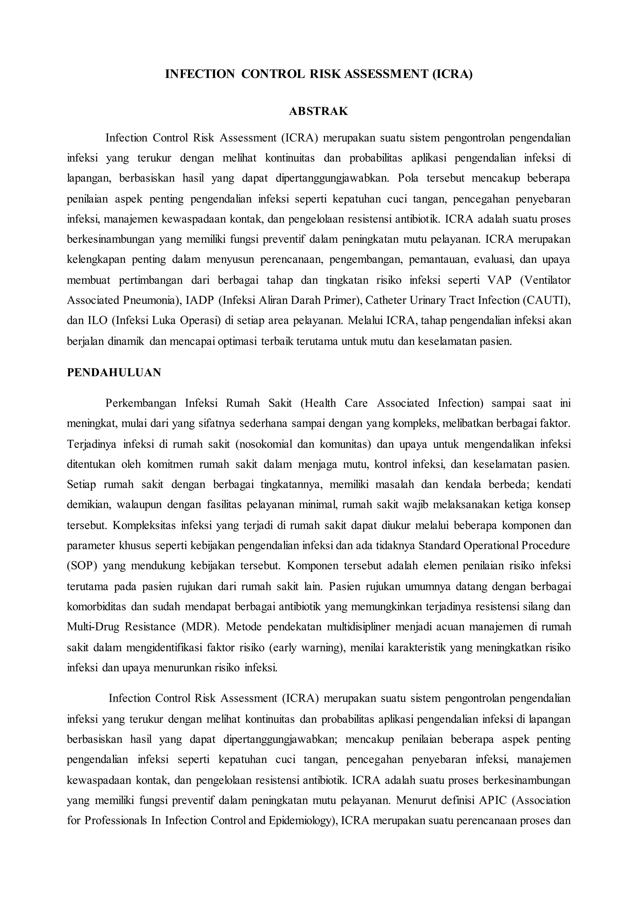 Infection control risk assessment | DOCX