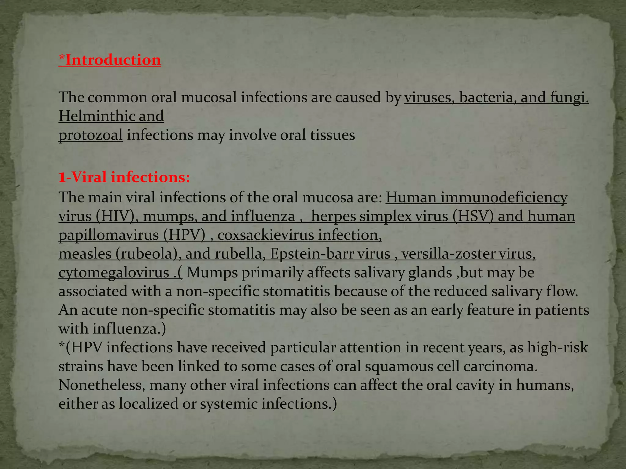 Infection of oral mucosa | PPTX