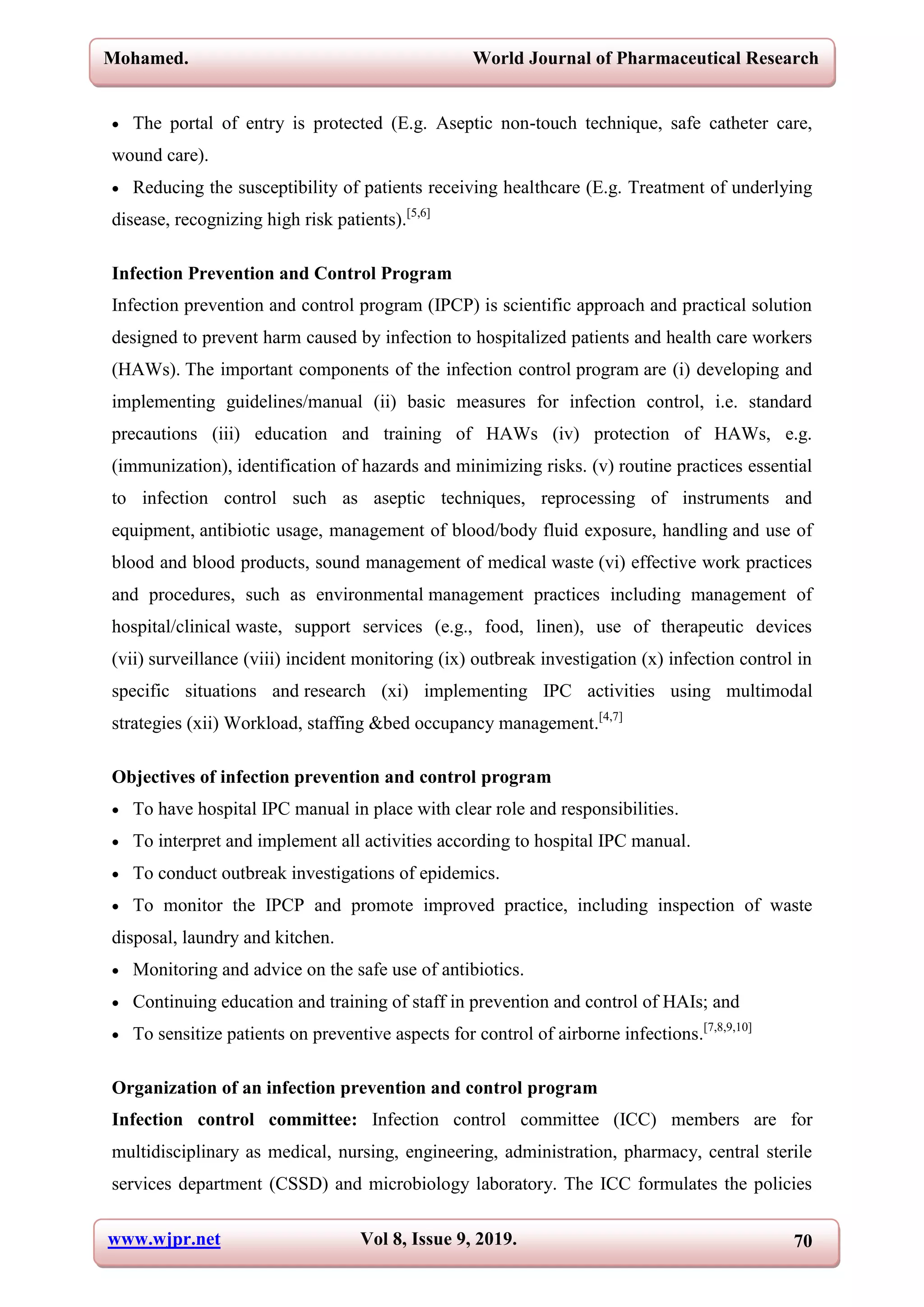 Infection prevention and control general principles and role of ...