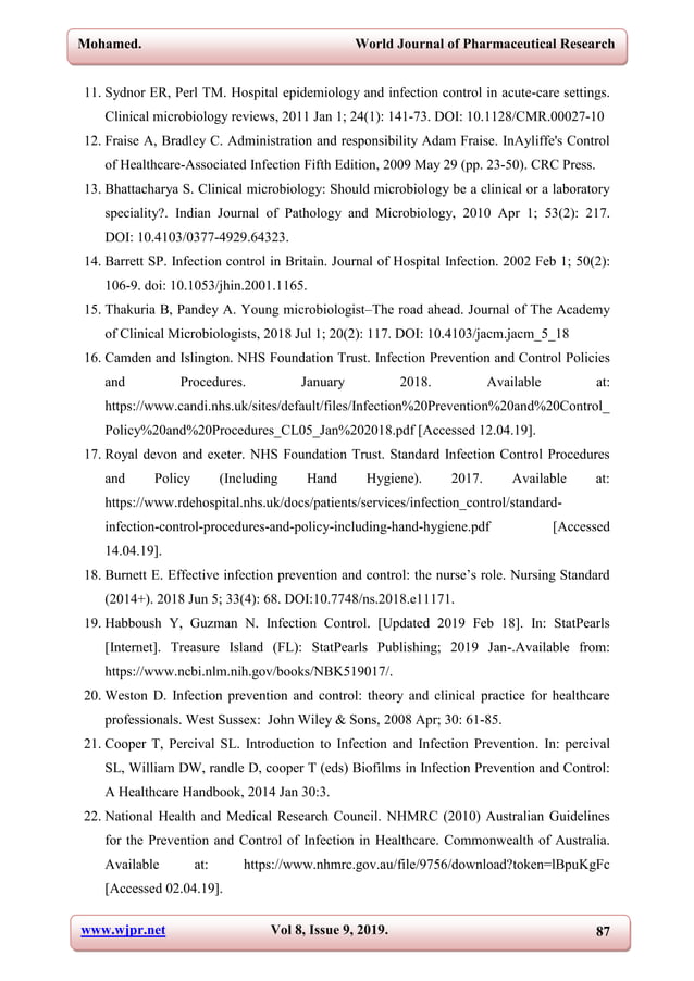 Infection prevention and control general principles and role of ...