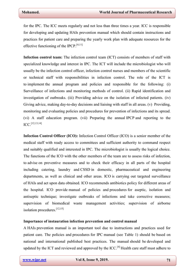 Infection prevention and control general principles and role of ...