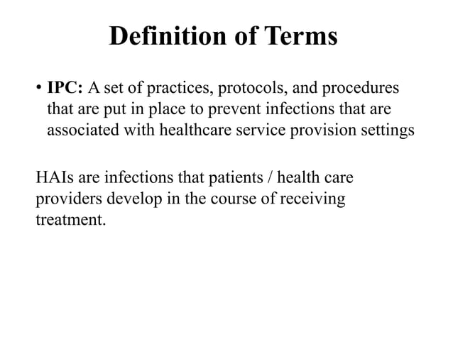 Infection Prevention and Control (IPC).ppt | Infectious Diseases | Diseases and Conditions