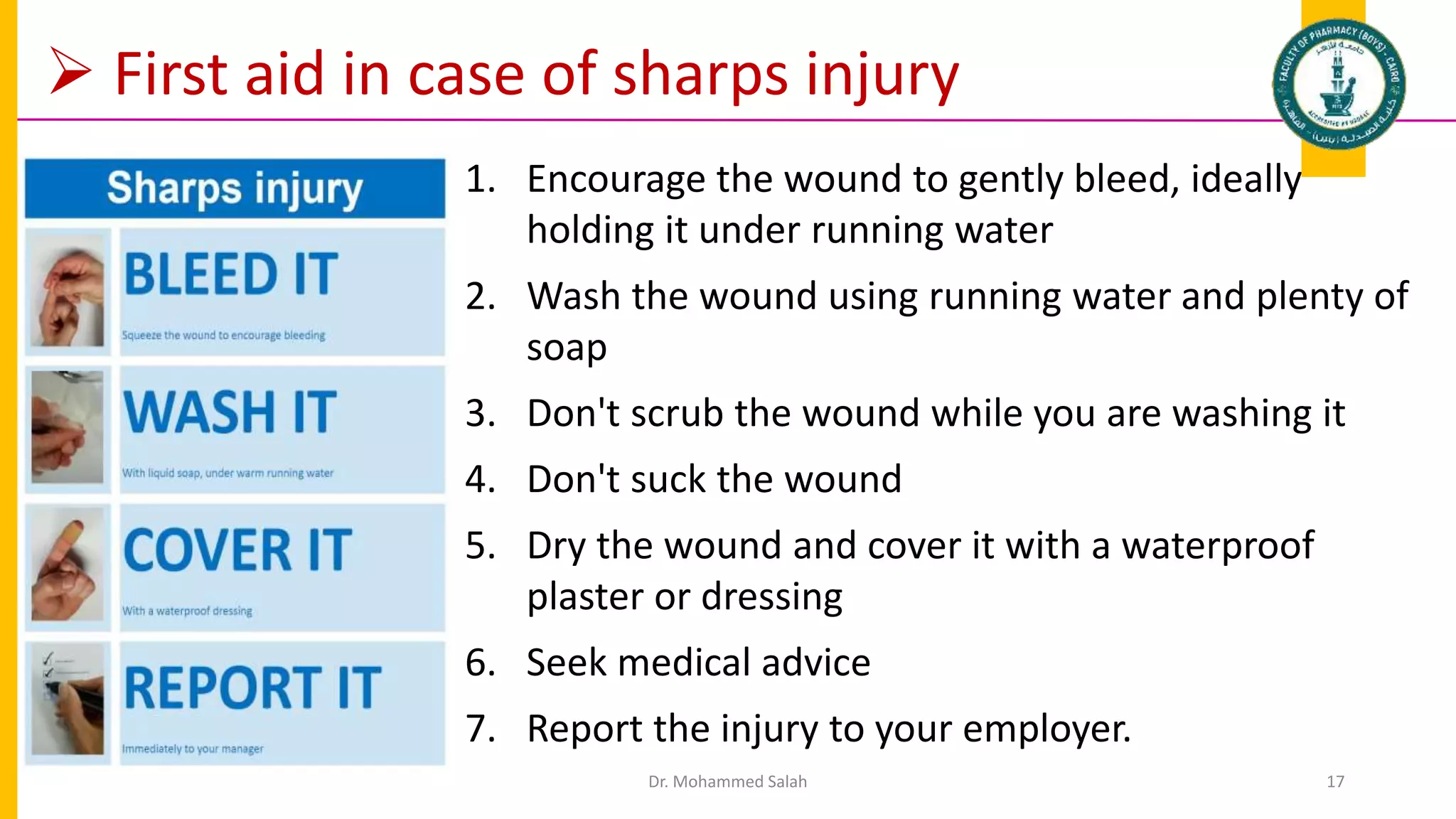 Infection prevention and control (IPC) Lec 3.pptx | First Aid | Injuries