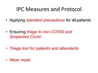 Infection prevention & control IPC measures and protocols in COVID-19 ...