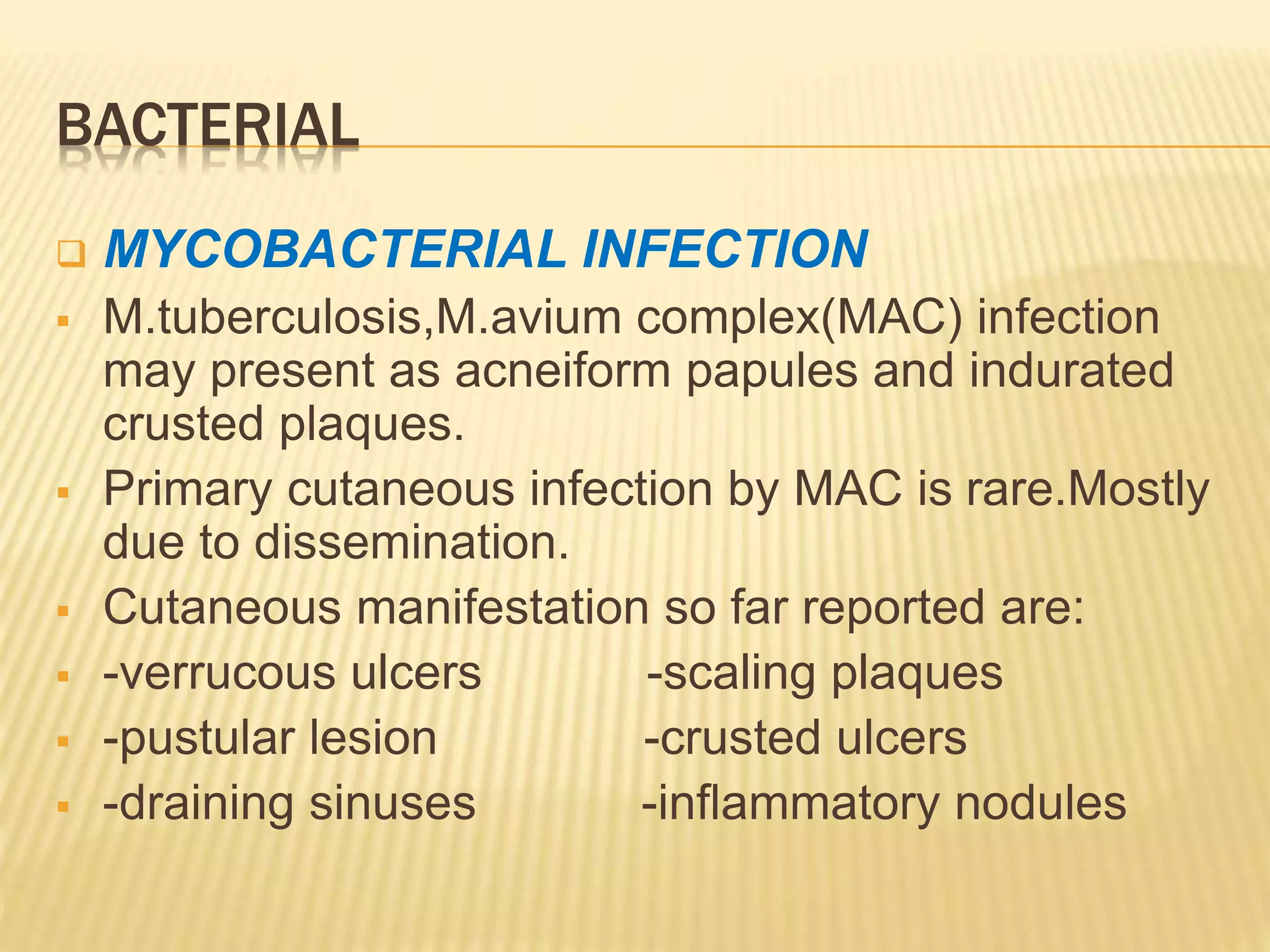 Infectious cutaneous manifestation of HIV | PPTX