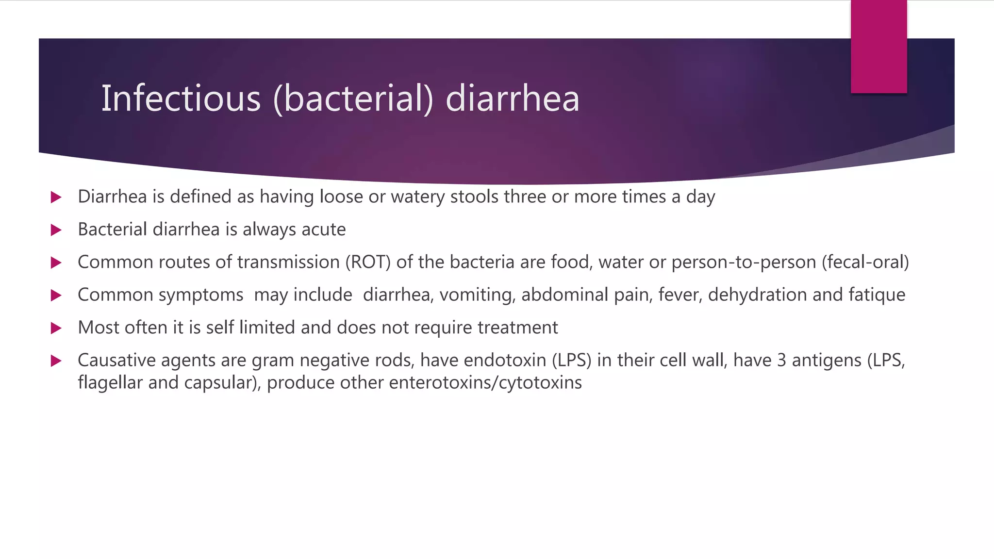 Infectious diarrhea caused by bacteria | PPTX