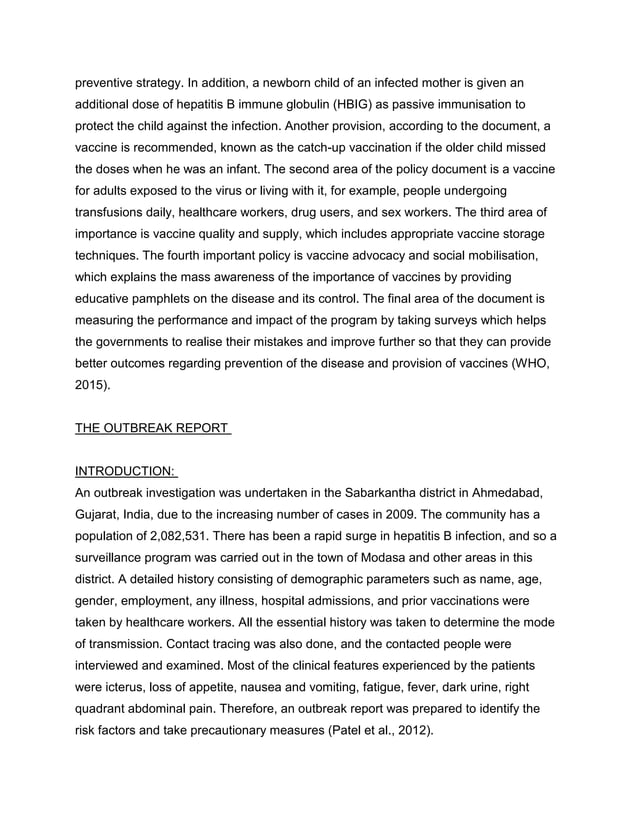 OUTBREAK REPORT: INFECTIOUS DISEASE.docx | Infectious Diseases ...