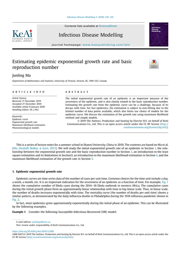 Infectious disease modelling - the math behind Corona | PDF