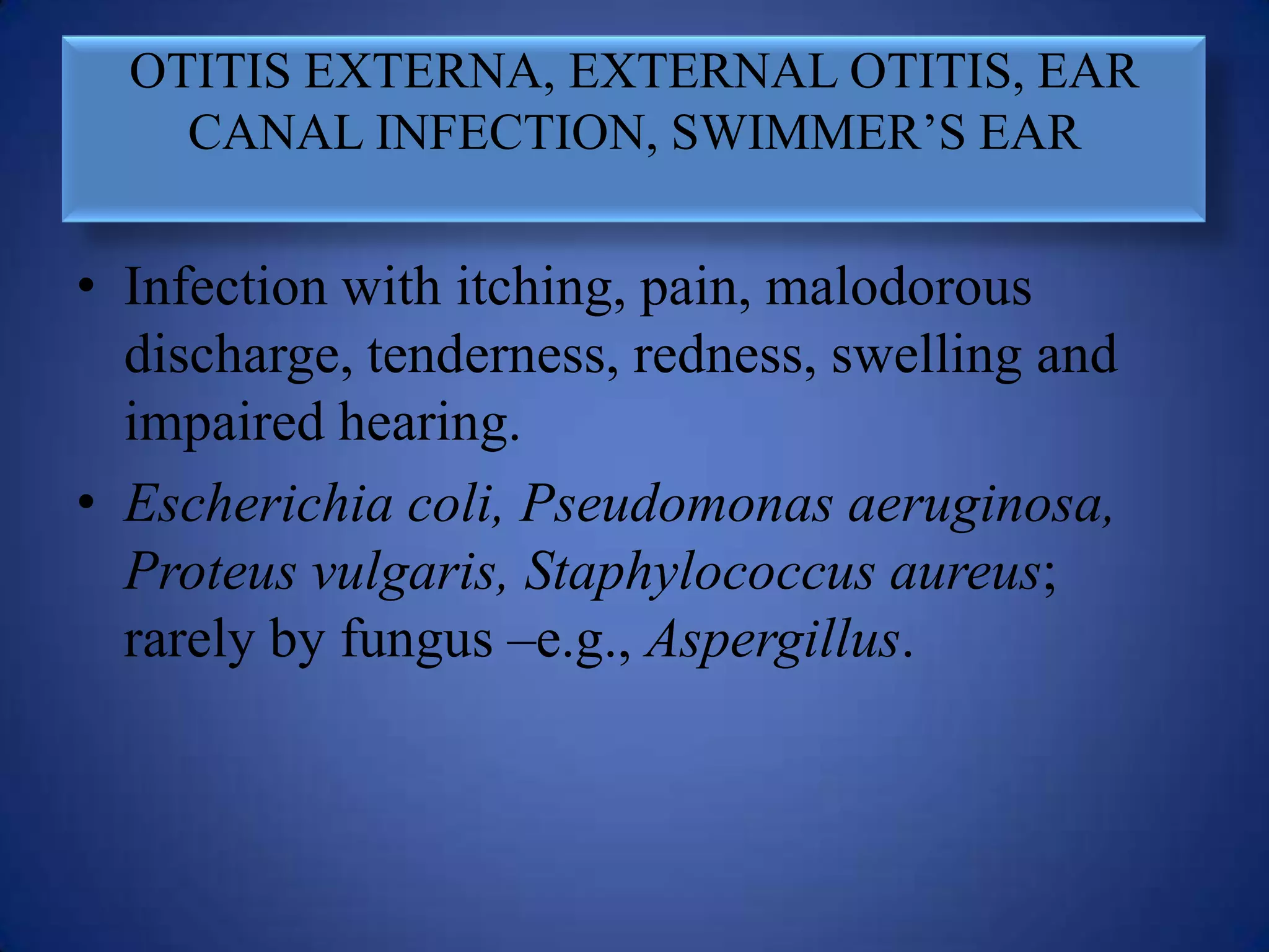 Infectious diseases of the ears,eyes,mouth | PPTX | Ear, Nose and ...