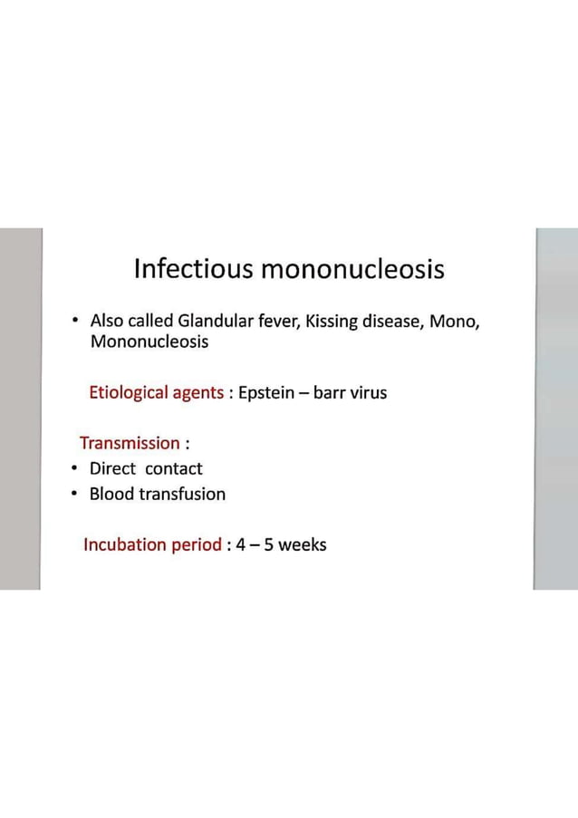 infectious mononucleosis .pptx | Infectious Diseases | Diseases and ...