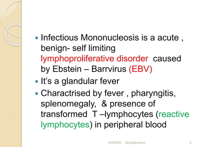 Infectious nucleosis jtvpathokmc | PPT