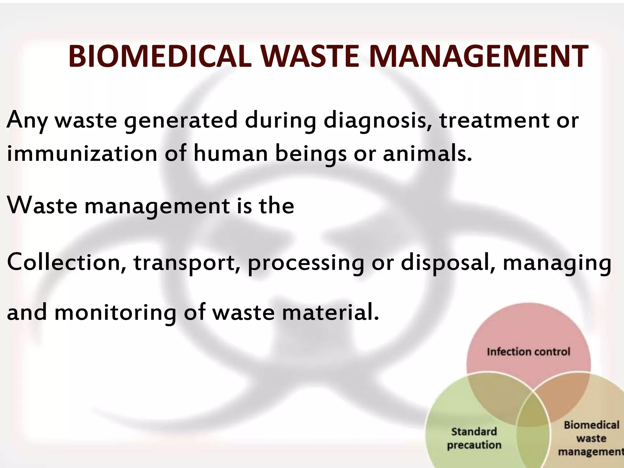 Infection control,BMW management,standard precaution | PPTX