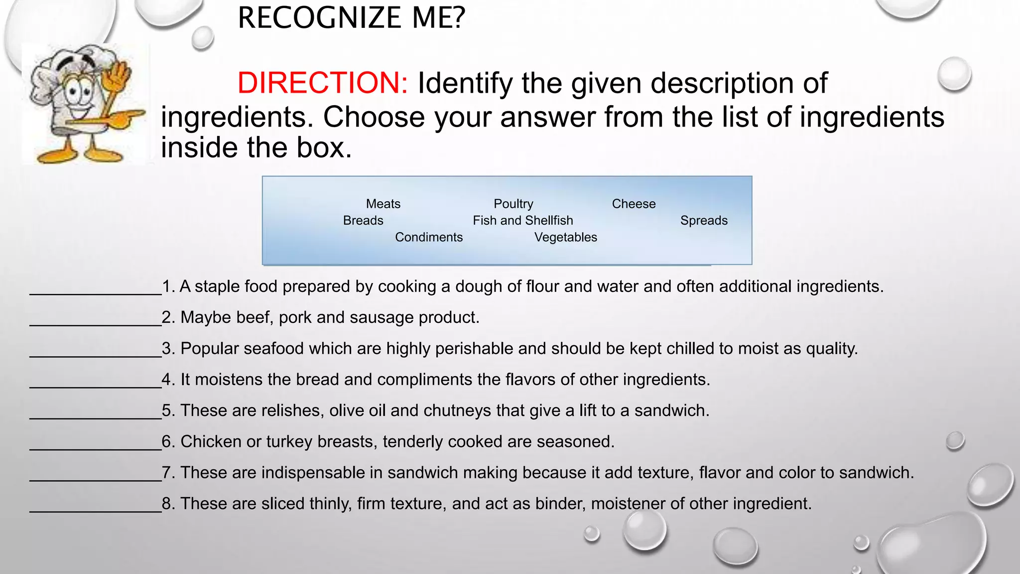 Infedients used for Sandwich.pptx