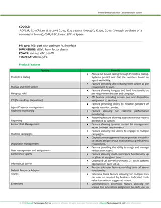 Infeetel contact center dialer data sheet | PDF | Web Conferencing ...