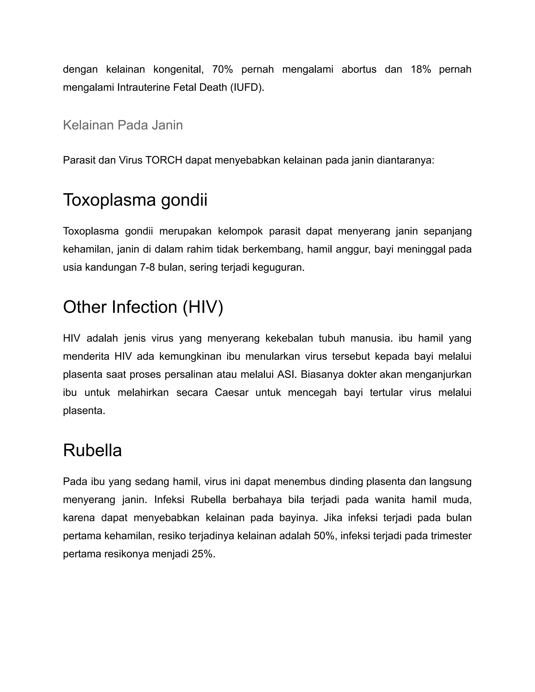 Infeksi torch pada kehamilan | PDF