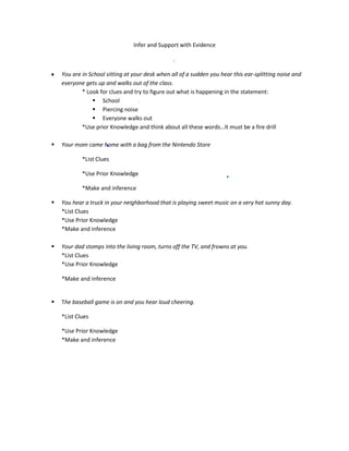 Infer and support with evidence game | DOCX