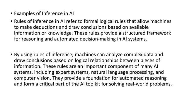 Inference rules in artificial intelligence | PPTX