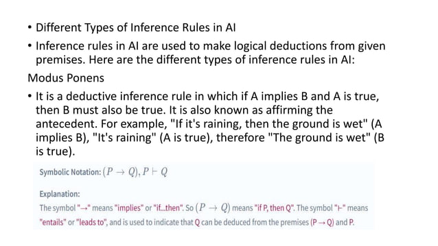 Inference rules in artificial intelligence | PPTX