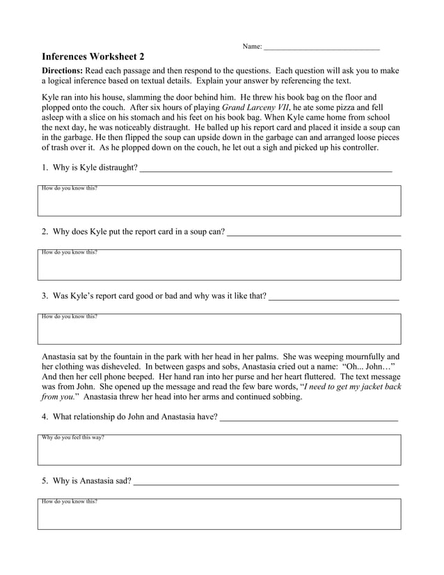 Inferences worksheet-2 | PDF