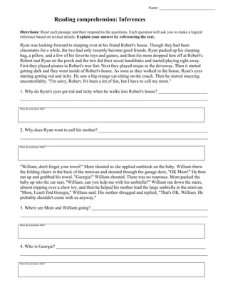 Inferences worksheet-3 | PDF