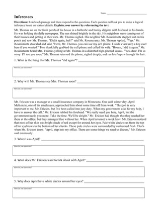 Inferences worksheet-4 | PDF