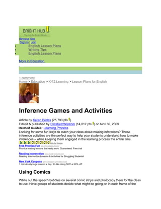 Inferences and skills needed to infer | DOC