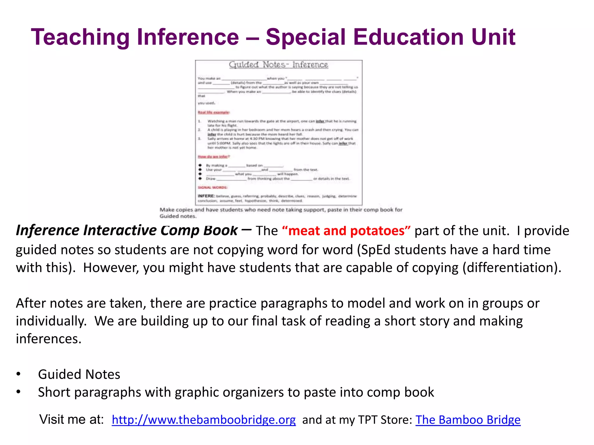 Teaching Inference - Middle School Special Education | PPT