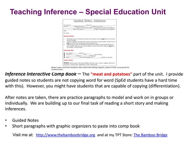 Teaching Inference - Middle School Special Education | PPT