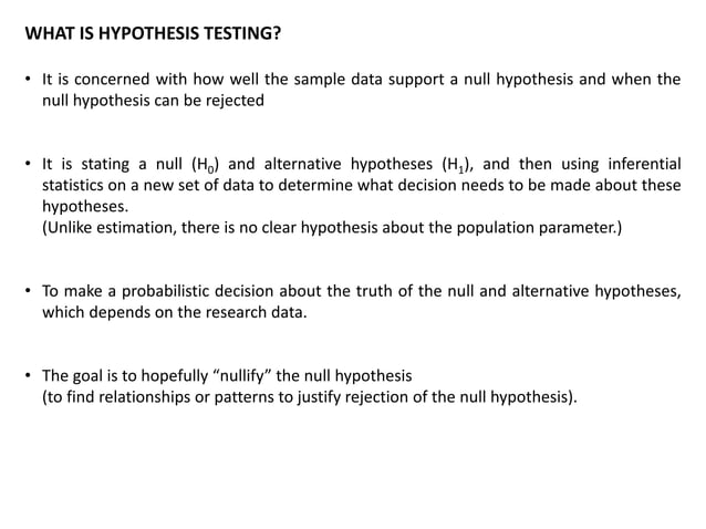 hypothesis testing overview | PPT