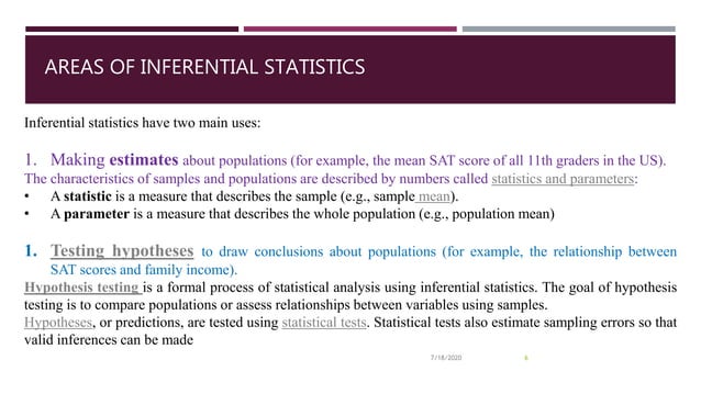 Basics of Educational Statistics (Inferential statistics) | PPTX