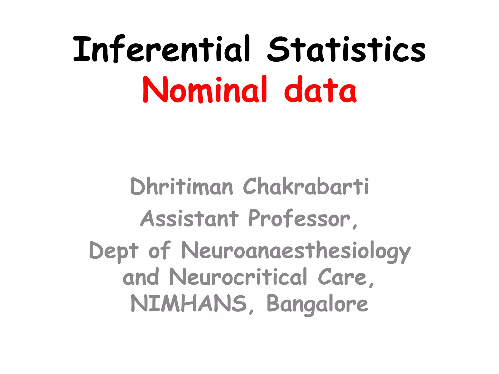Inferential statistics nominal data | PPTX