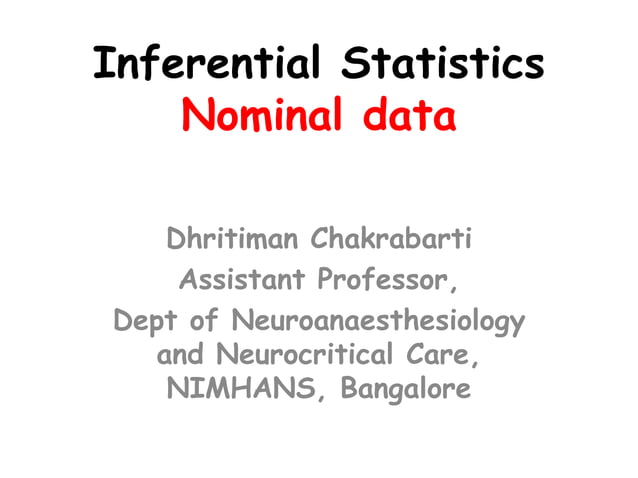 Inferential statistics nominal data | PPTX