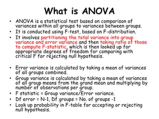 Inferential statistics quantitative data - anova | PPT
