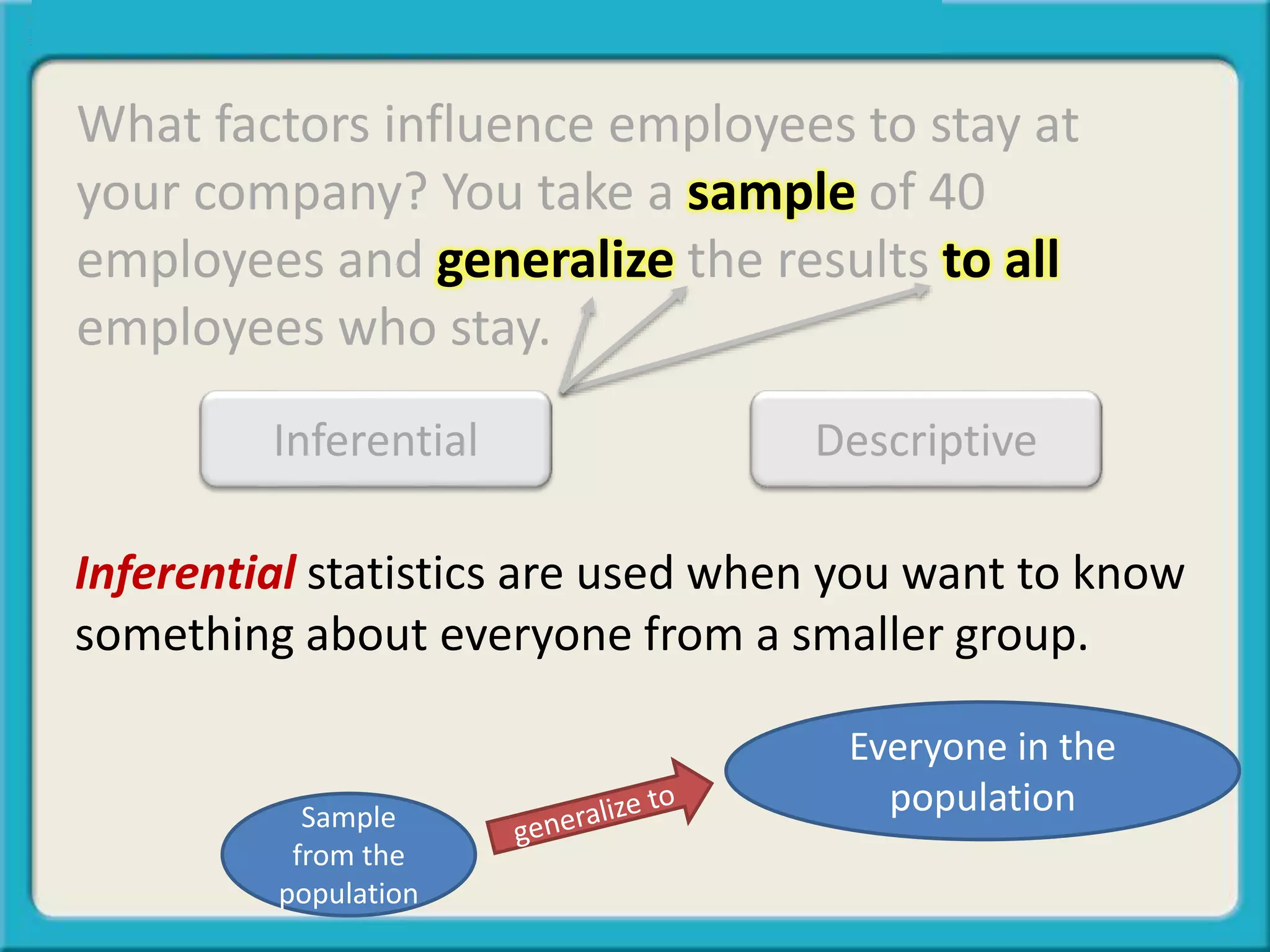 Inferential vs descriptive tutorial of when to use | PPTX