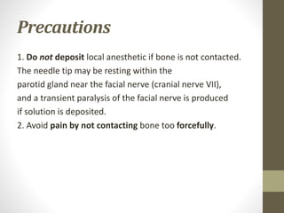 Mandibular Anesthesia : Inferior alveolar nerve block | PPTX
