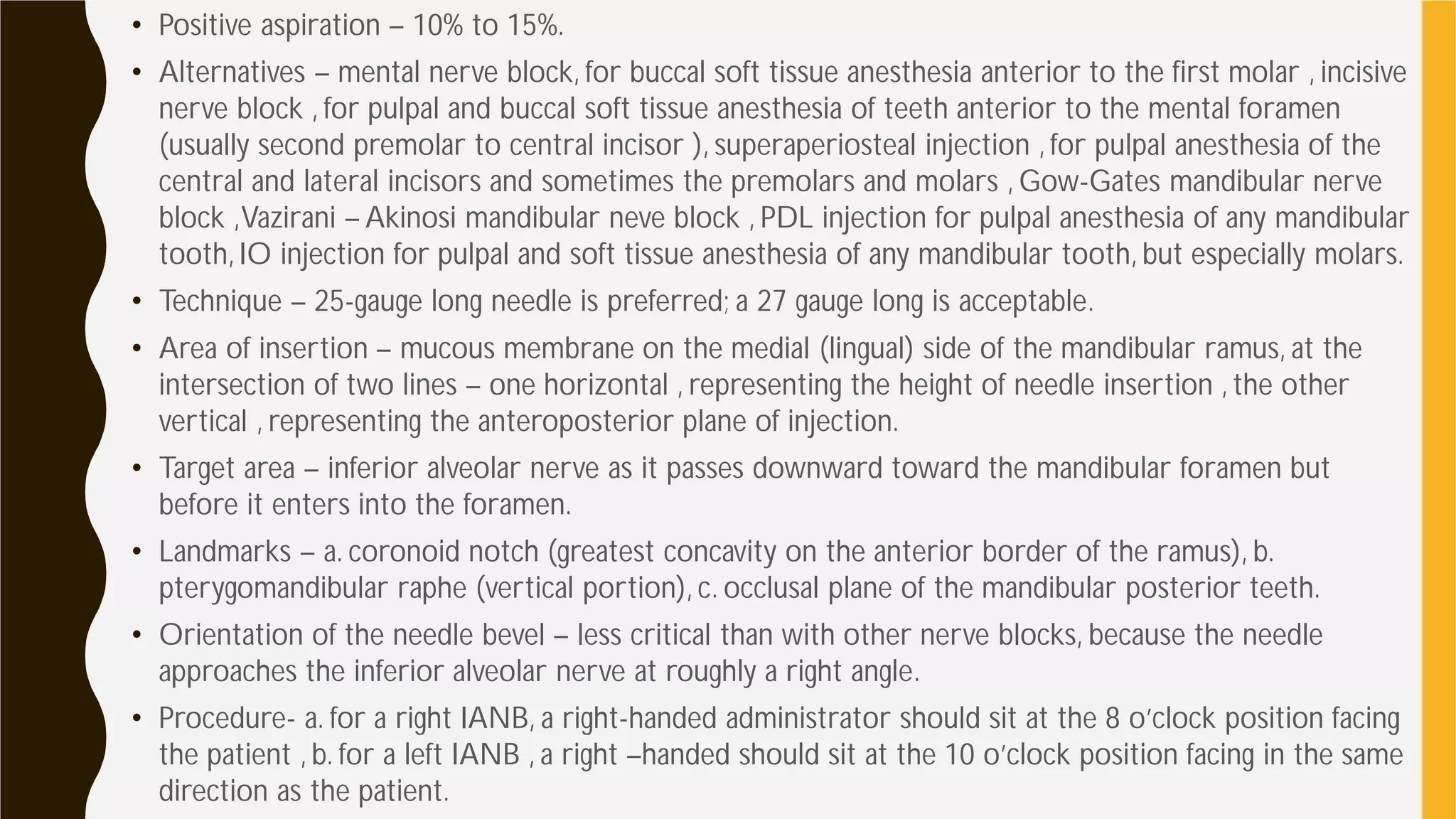 Inferior alveolar nerve block | PDF