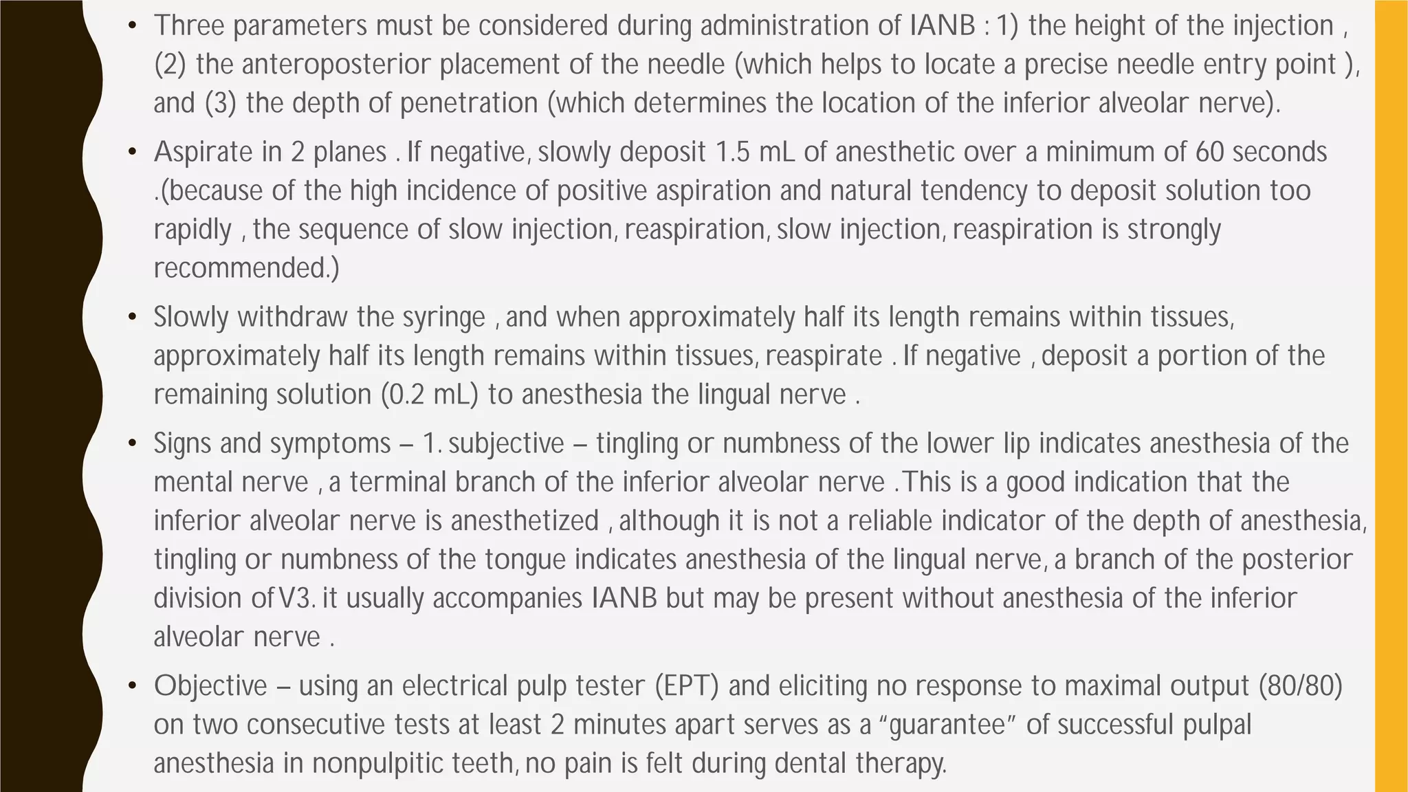 Inferior alveolar nerve block | PDF