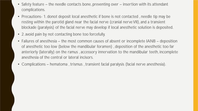 Inferior alveolar nerve block | PDF