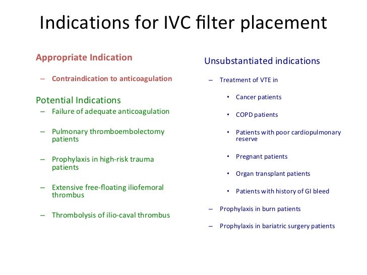 When to implant a caval filter?