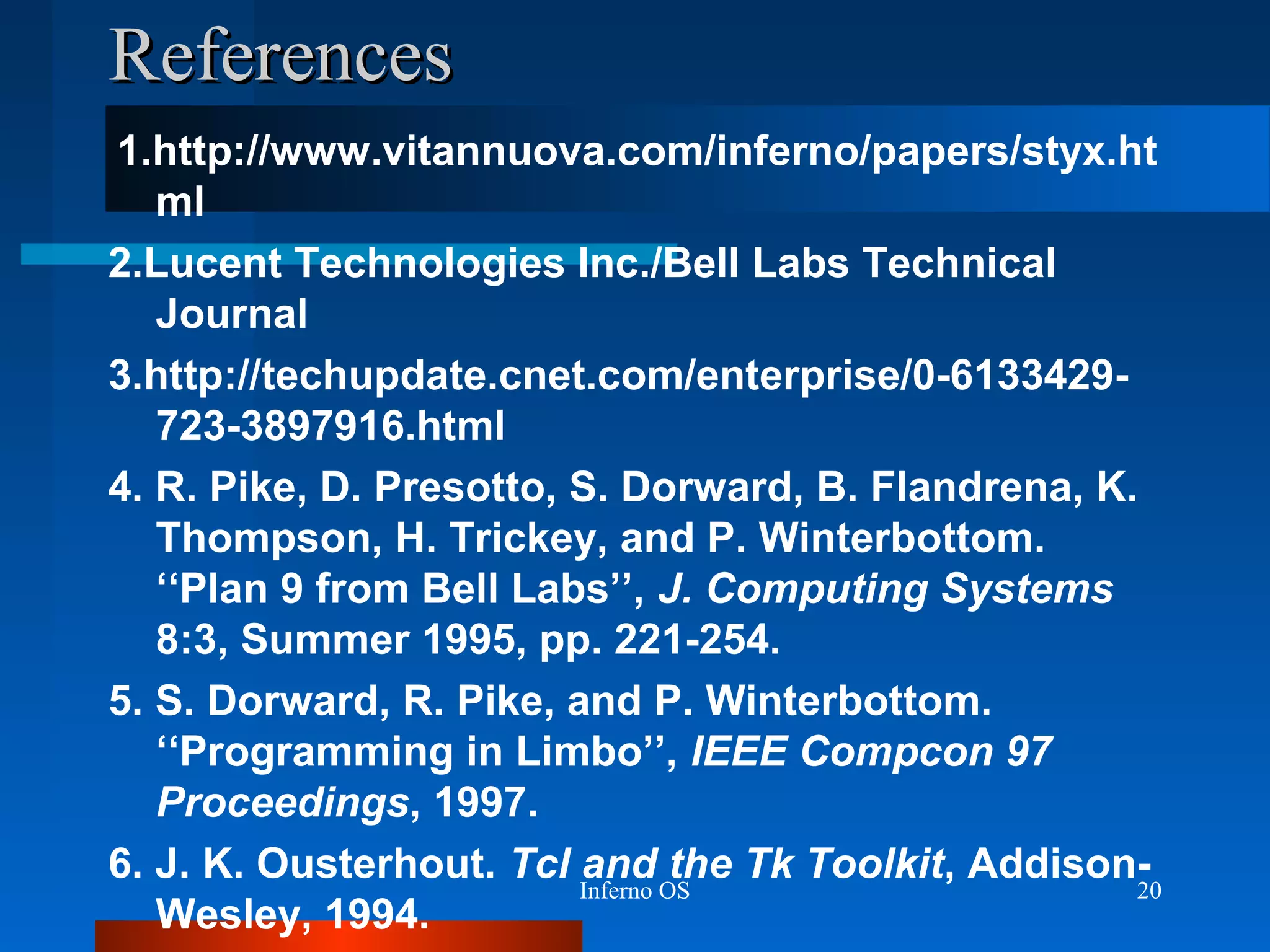 Inferno operating system | PPT