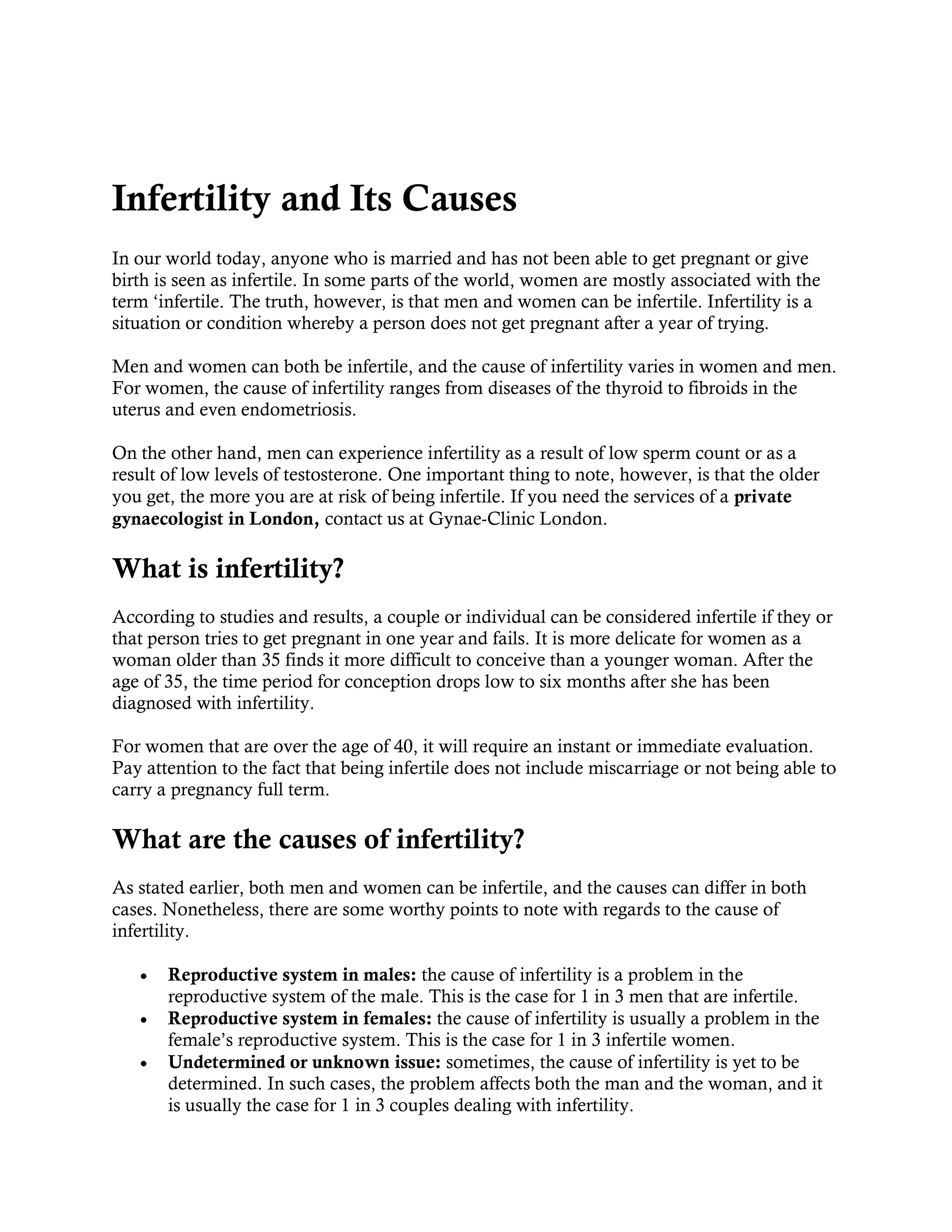 Infertility and Its Causes | PDF