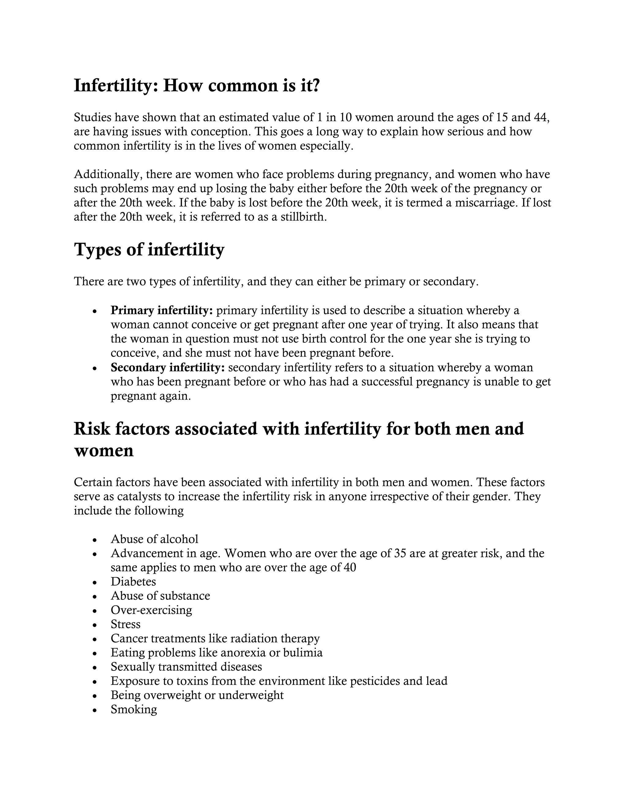 Infertility and Its Causes | PDF