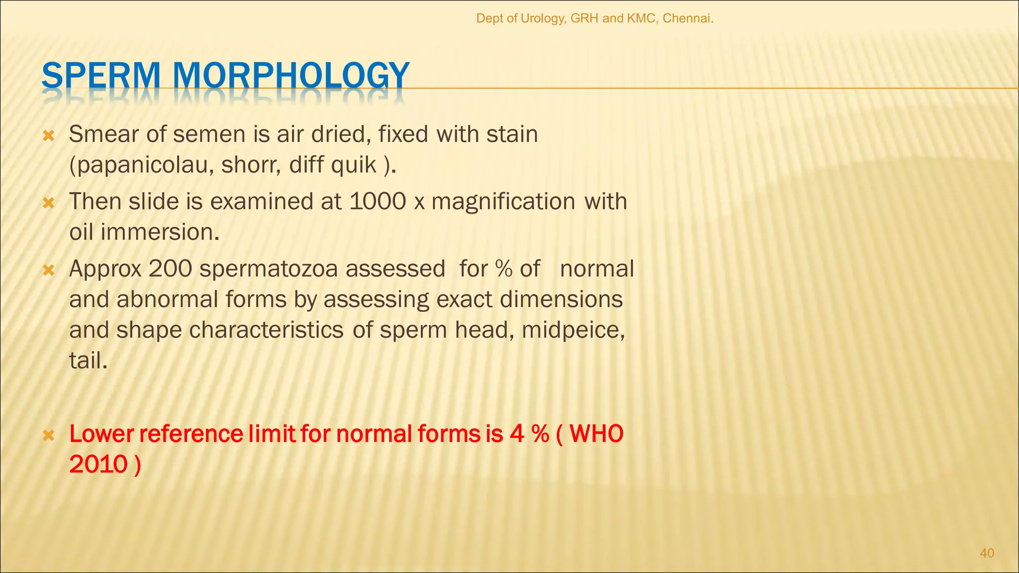 Infertility evaluation- semen analysis | PDF