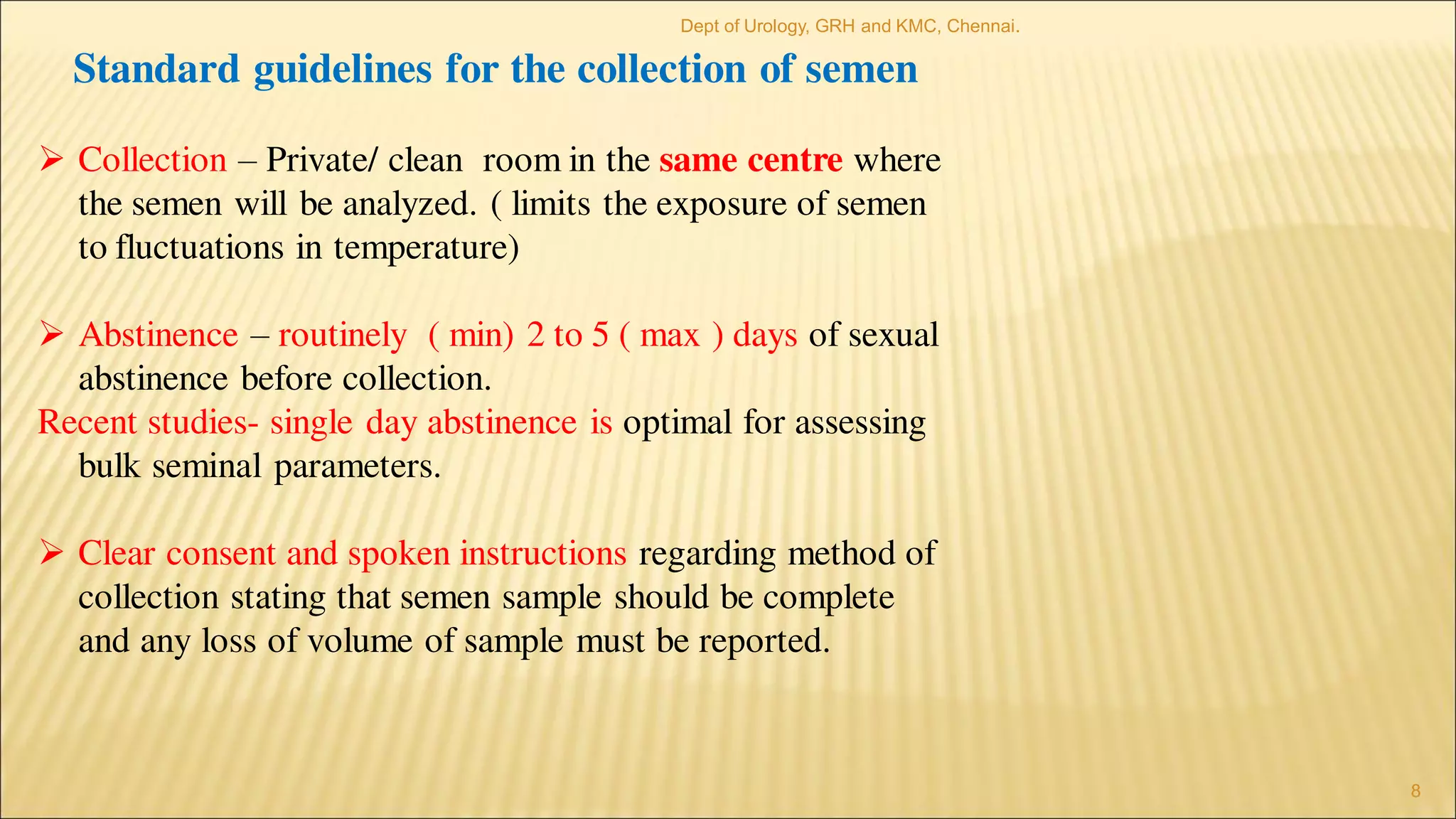 Infertility evaluation- semen analysis | PDF