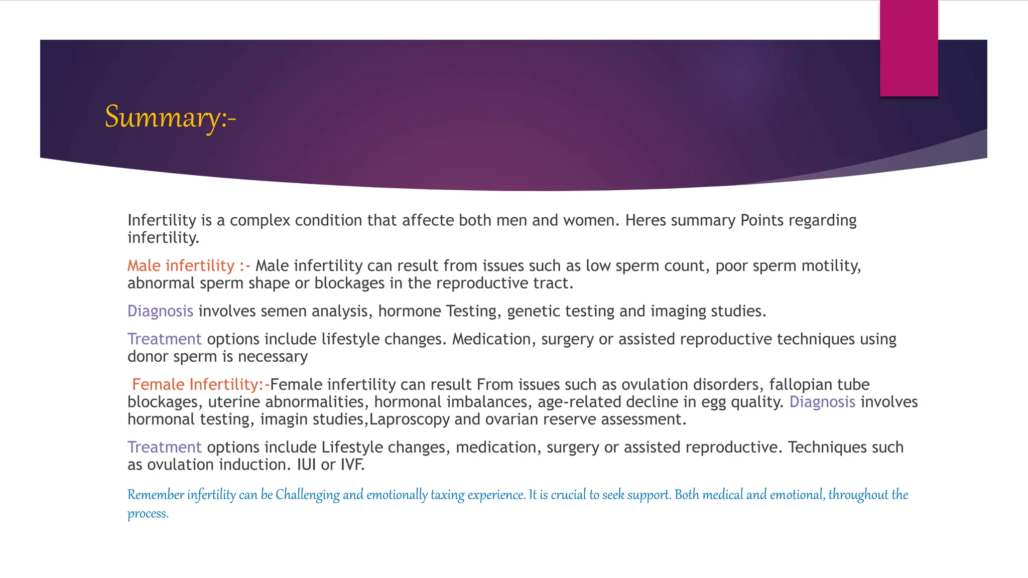 Infertility in male and female.pptx for Nursing students | PPTX
