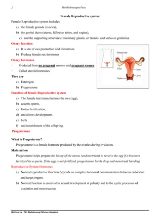 Infertility investigation tests | PDF | Infertility | Reproductive Health